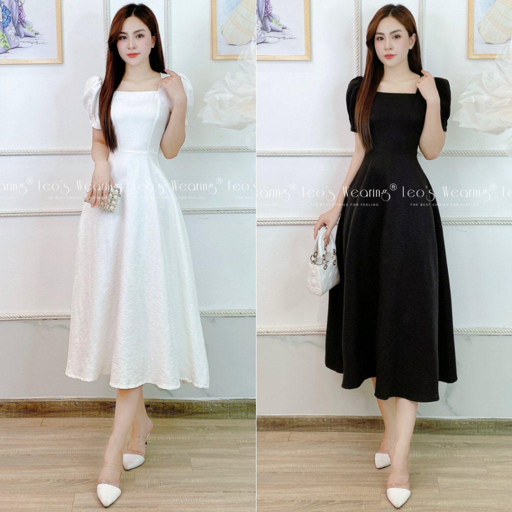 Đầm xòe tay bồng LEOSWEARING B861 B862 | Shopee Việt Nam