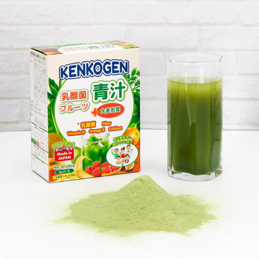Bột mầm lúa mạch non Aojiru Kenkogen trái cây lợi khuẩn, chất xơ, Canxi ...