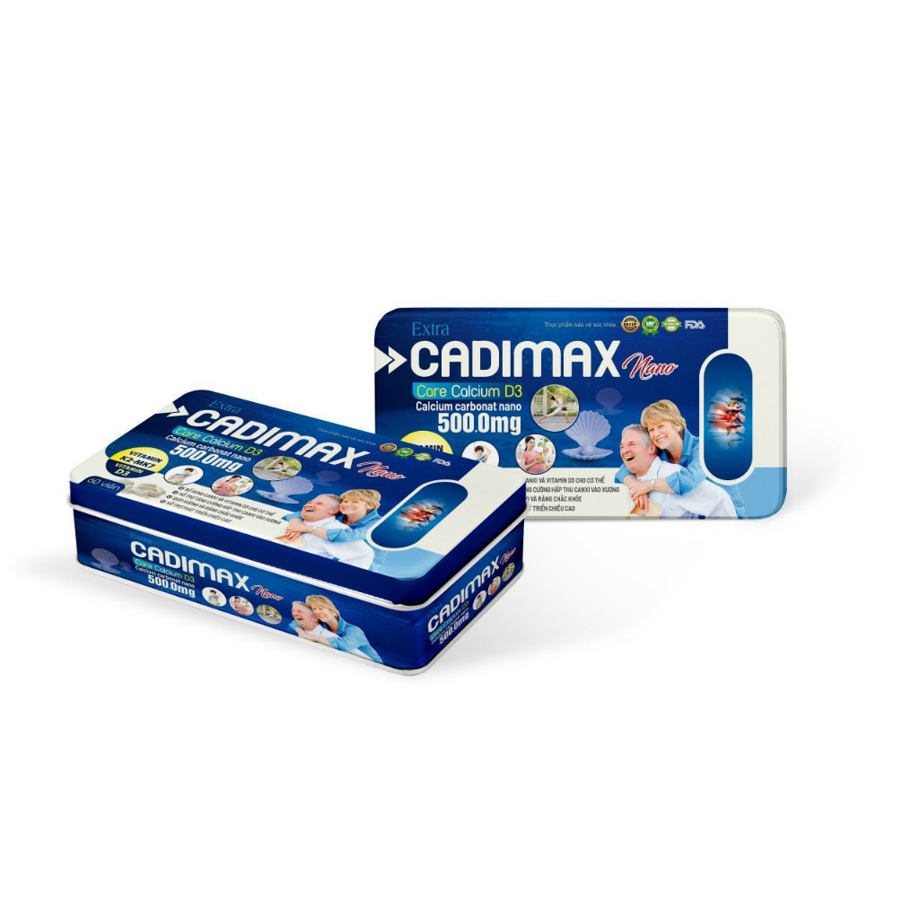 HỘP SẮT 60 VIÊN CANXI CADIMAX NANO CALCIUM D3 K2 MK7 GIÚP CHẮC KHỎE ...