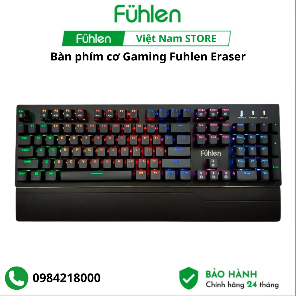 Bàn phím cơ Gaming Fuhlen Eraser - Blue Switch -Tuổi thọ 50 triệu lần bấm- Bảo hành: 24 tháng ...