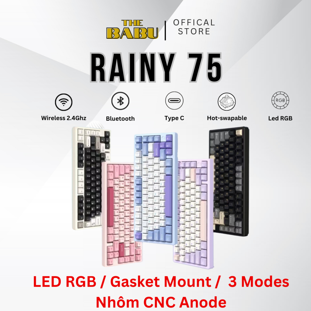 [HÀNG SẴN] Bàn phím Rainy 75 | Case nhôm CNC | Mạch xuôi | 3 chế độ kết ...