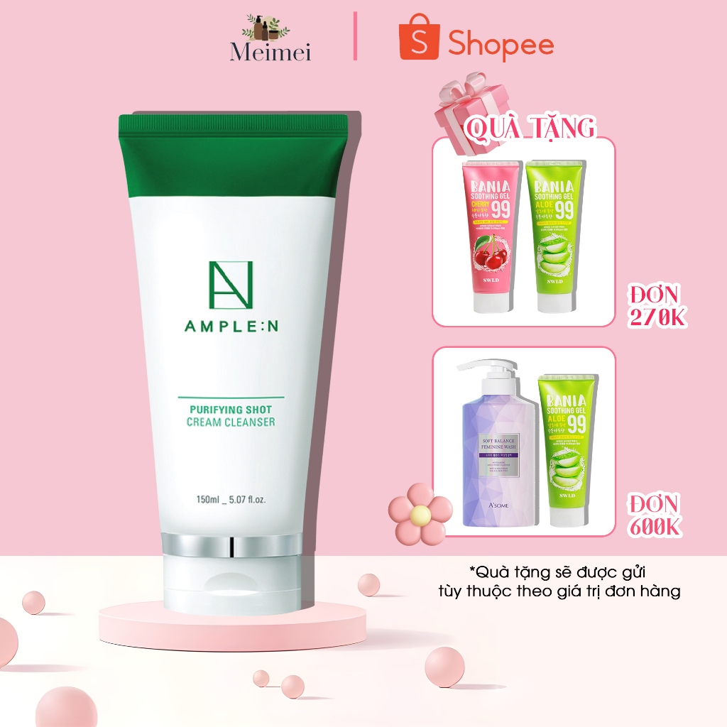 Sữa Rửa Mặt Dịu Nhẹ Ample:n Purifying Shot Cream Cleanser 150ml | Shopee Việt Nam