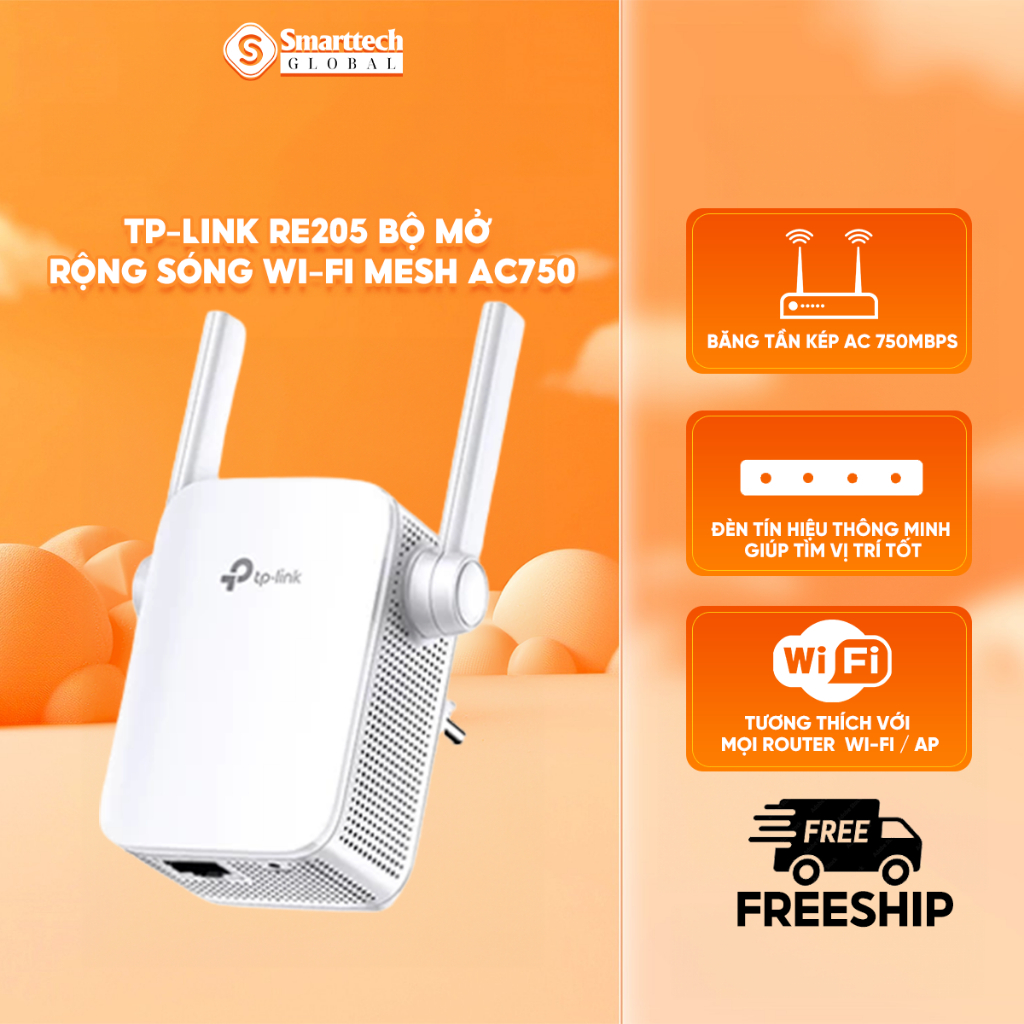 TP-Link RE205 Bộ Mở Rộng Sóng Wi-Fi Mesh AC750 | Shopee Việt Nam