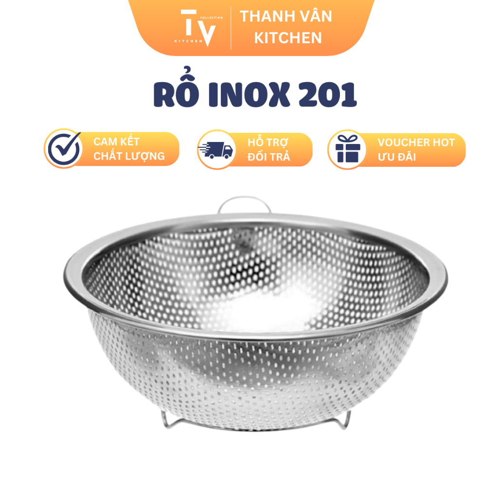 Rổ Inox 201, rổ đựng rau loại dày nhiều kích thước có quai treo tiện ...