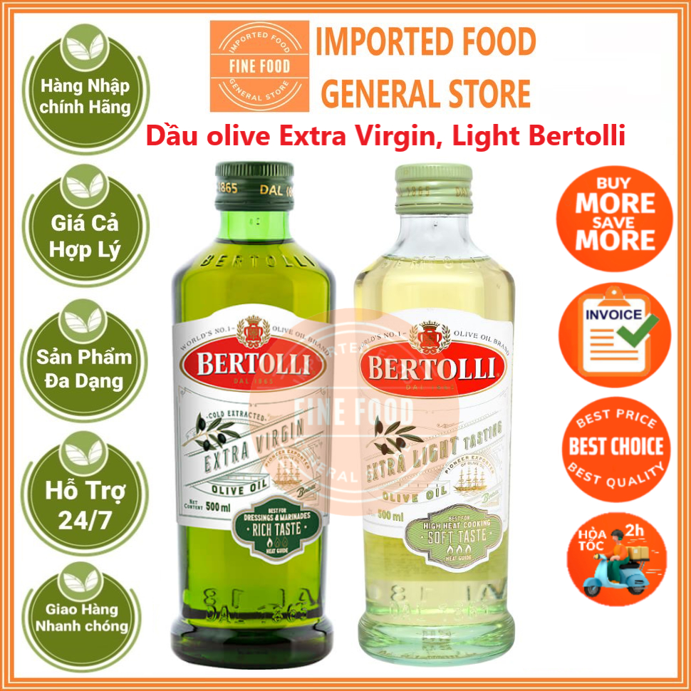 Dầu olive Extra Virgin, Light Bertolli chai 250ml, 500ml, 1L | Shopee ...