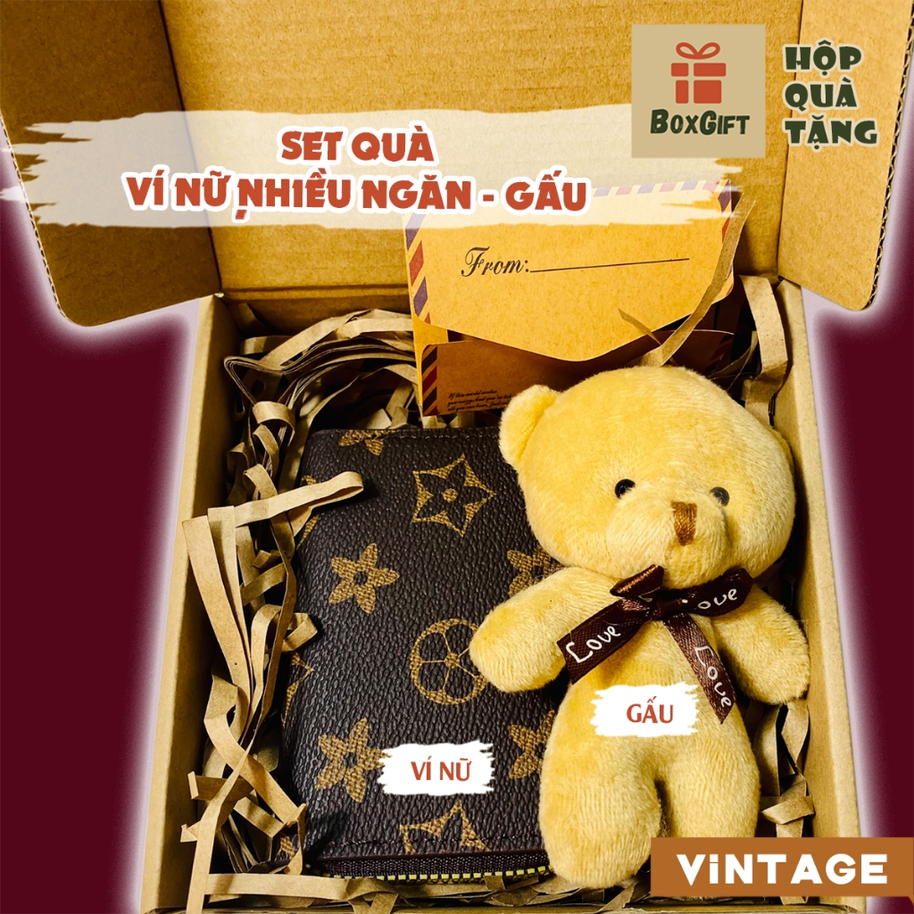 Set quà tặng VÍ NỮ-GẤU- người yêu, bạn gái, bạn trai, Anniversary, sinh nhật - boxgift | Shopee ...