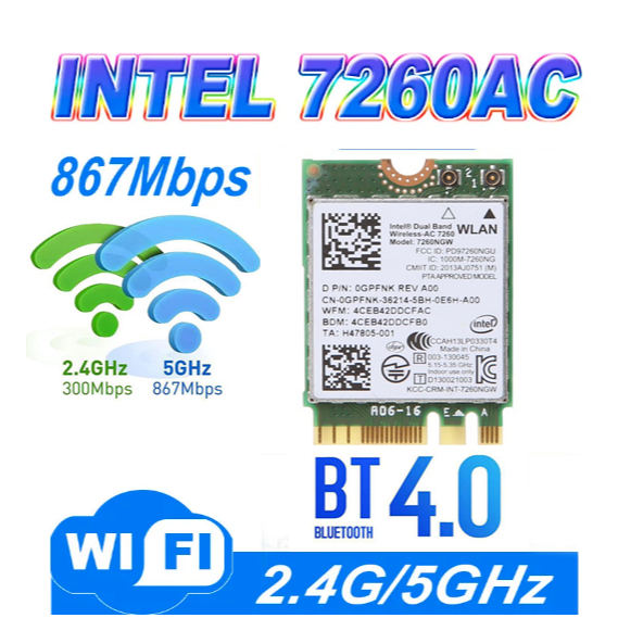 CARD WIFI INTEL AC 7260 CHUẨN M2 NGFF EA 5ghz Bluetooh 4 cho Laptop PC | Shopee Việt Nam