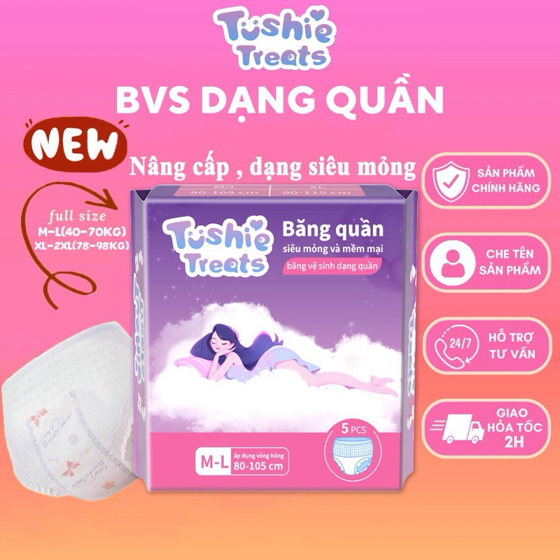 Combo 2Gói 20 Băng vệ sinh dạng quần Tushie Treats -Dùng 1 lần, mềm mại ...