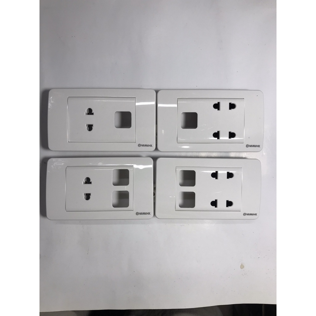 Mặt 1,2 ổ cắm SINO - VANLOCK 2 chấu S18A +1,2 lỗ 250V-16A | Shopee Việt Nam