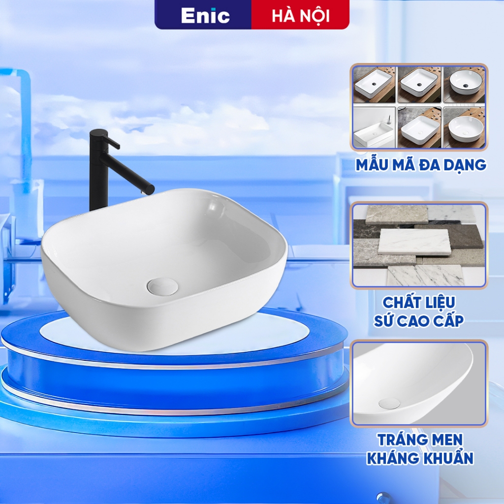Lavabo để bàn Enic S - Chậu rửa mặt chất liệu sứ, kết cấu cứng, chịu ...