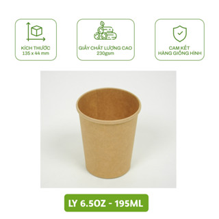Thùng 300 Ly/cốc giấy 230gsm cao cấp 195ml - 6.5oz màu trắng,nâu kraft, ly giấy văn phòng chịu ...