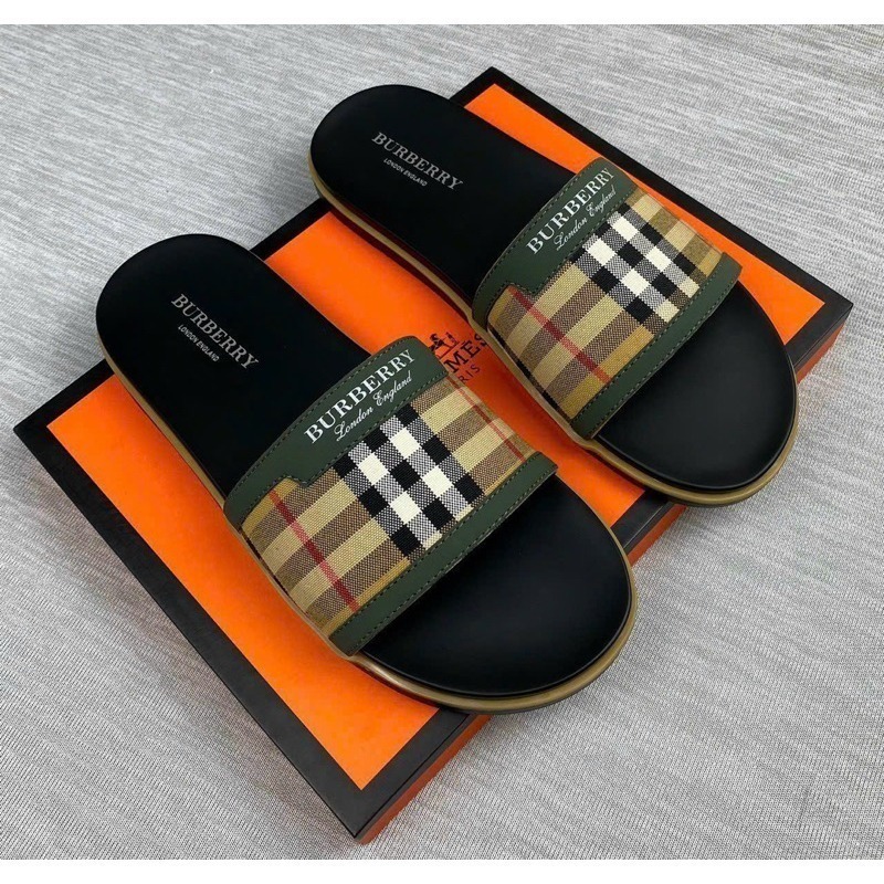 Dép bbr nam cao cấp, dép nam kẻ sọc quai ngang màu vàng đế đen in chữ ...