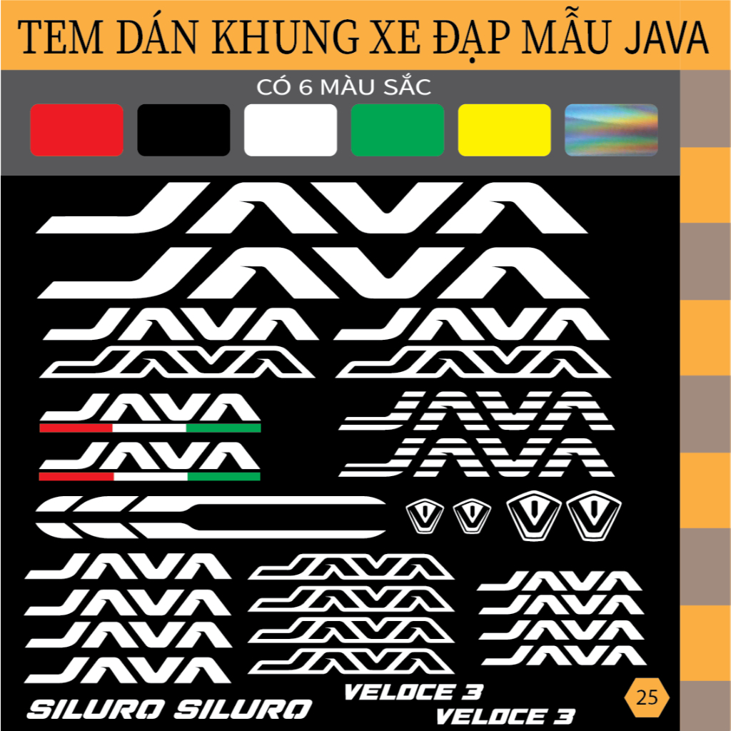 Tem Dán Trang Trí Khung Xe Đạp mẫu JAVA Decal Cao Cấp Chống Nước Bám ...
