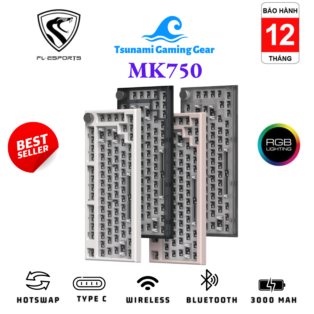 Kit phím cơ FL-Esports MK750 3 MODE | Mạch xuôi | RGB | Hotswap ...