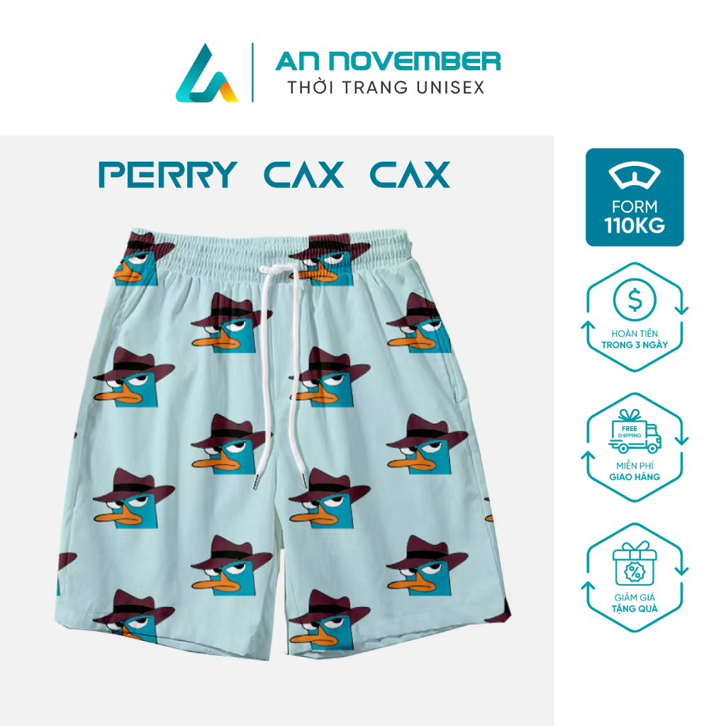 Quần đùi hoạt hình Pery Cax Cax quần đi biển, big size, có dây rút | Shopee Việt Nam