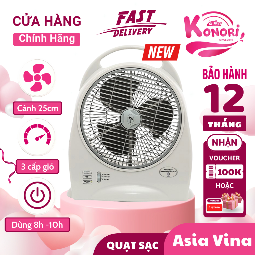 Quạt sạc điện, quạt tích điện Asia QS-1001 dùng 8h-10h liên tục bảo ...