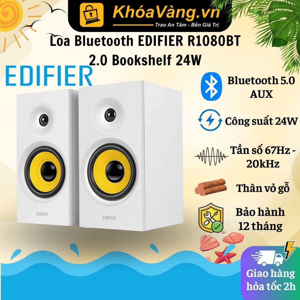 Loa Bluetooth 5.0 EDIFIER R1080BT 2.0 Bookshelf | Bass driver 4 inch ...
