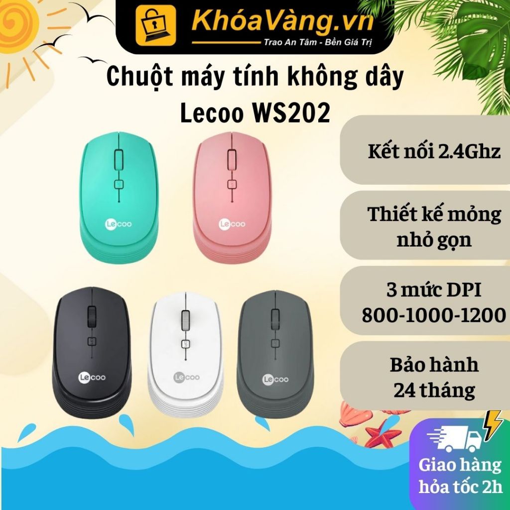 Chuột máy tính không dây Lecoo WS202 | Điều chỉnh được DPI | Thiết kế nhỏ gọn | Hàng chính hãng ...