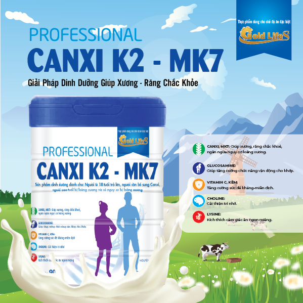 Sữa Canxi K2-MK7 Gold Lifes 900g dành cho người bị loãng xương và có ...