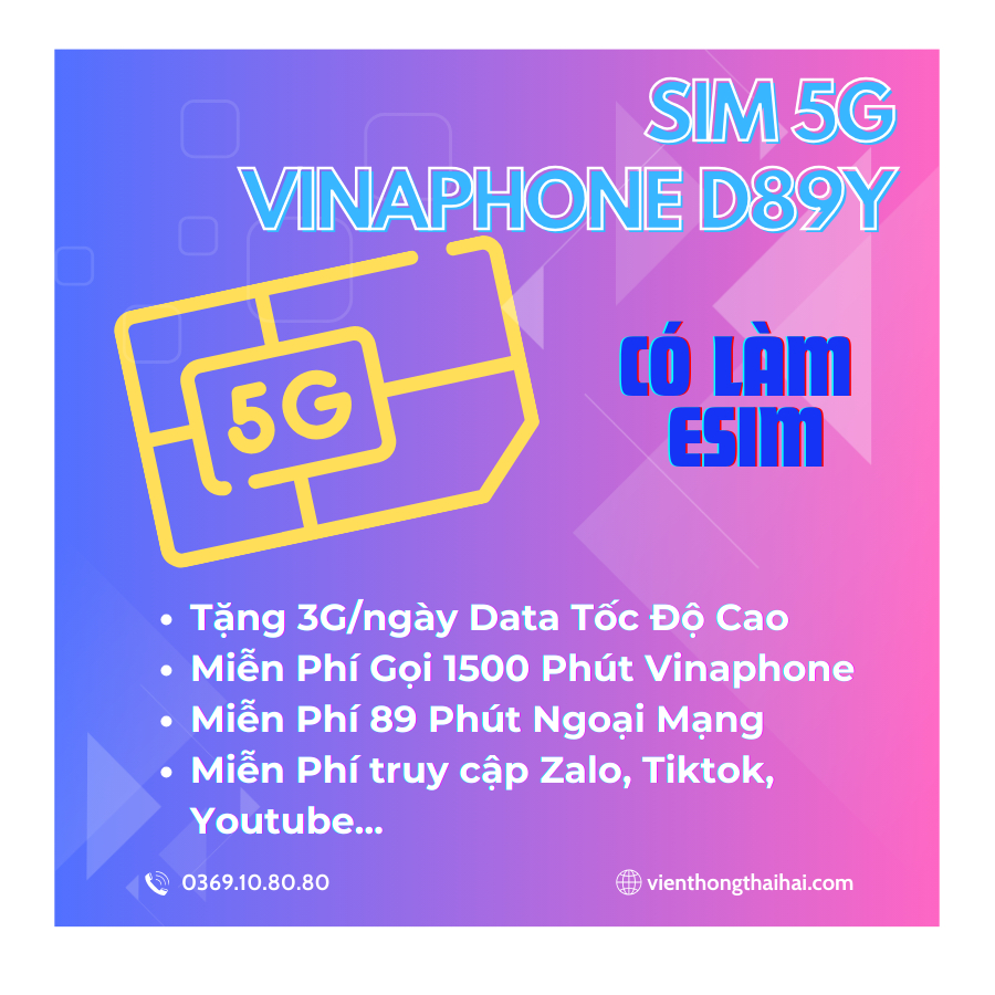 Sim 5G Vinaphone D89Y, Tặng 3gb/ngày [ Miễn Phí 16 Tháng ] - HỖ TRỢ LÀM ESIM | Shopee Việt Nam