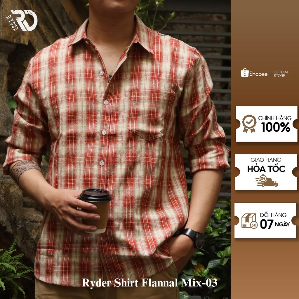 Áo sơ mi nam Flannel by Ryder, Form Regular trẻ trung, phong cách, Màu ...