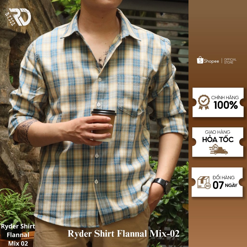 Áo sơ mi nam Flannel by Ryder, Form Regular trẻ trung, phong cách, Màu ...
