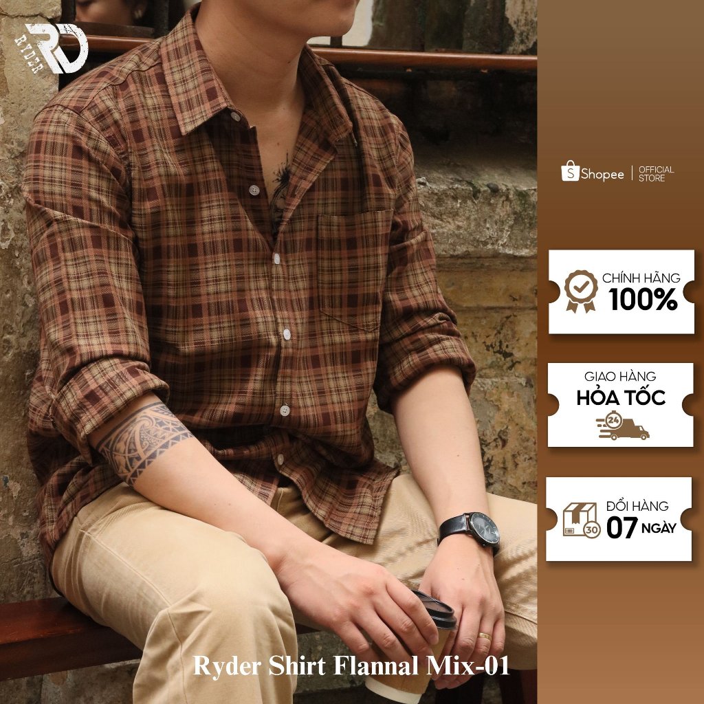 Áo sơ mi nam Flannel by Ryder, Form Regular trẻ trung, phong cách, Màu ...