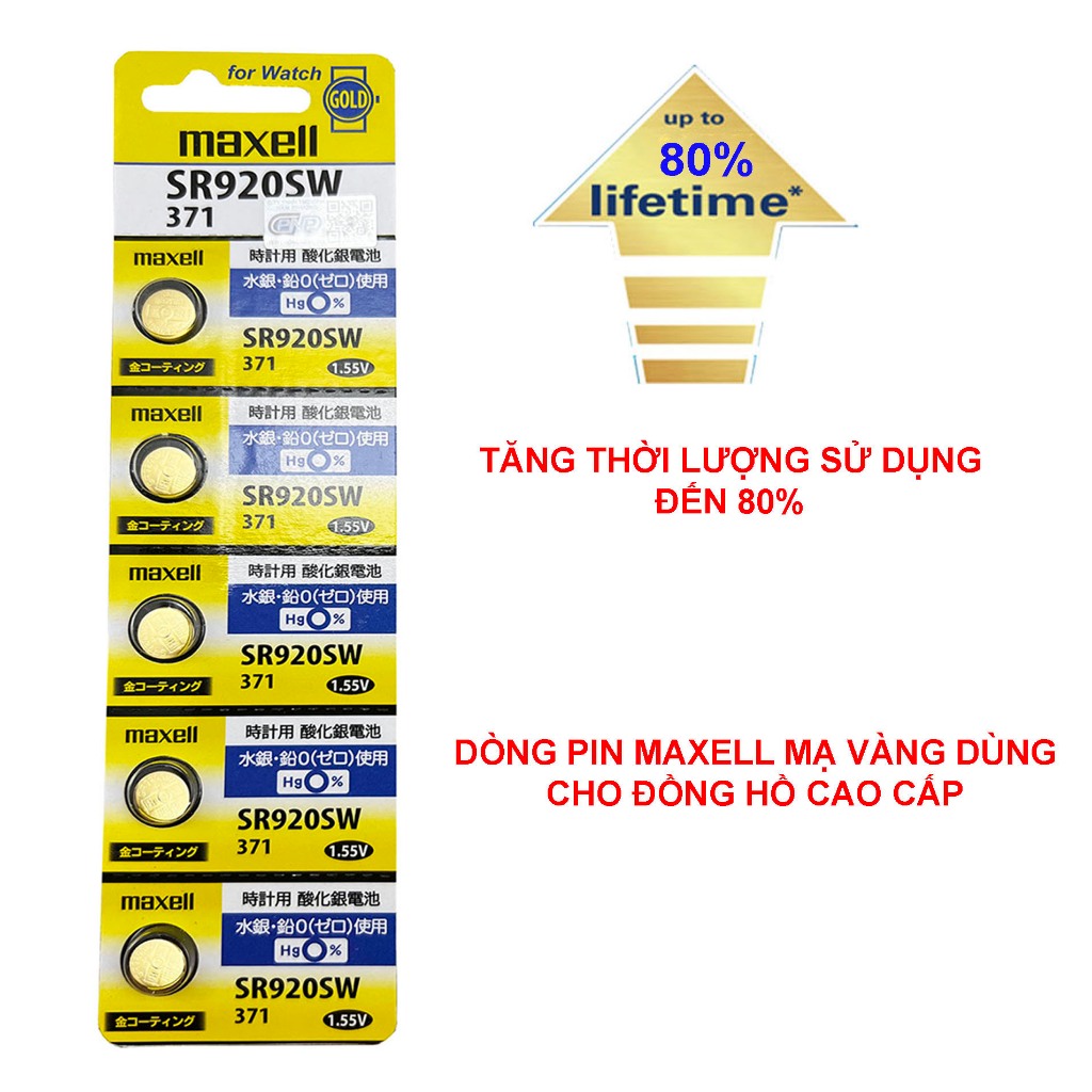 Pin Maxell Gold 371 SR920SW Mạ Vàng Made in Japan (Giá 1 Viên) | Shopee ...