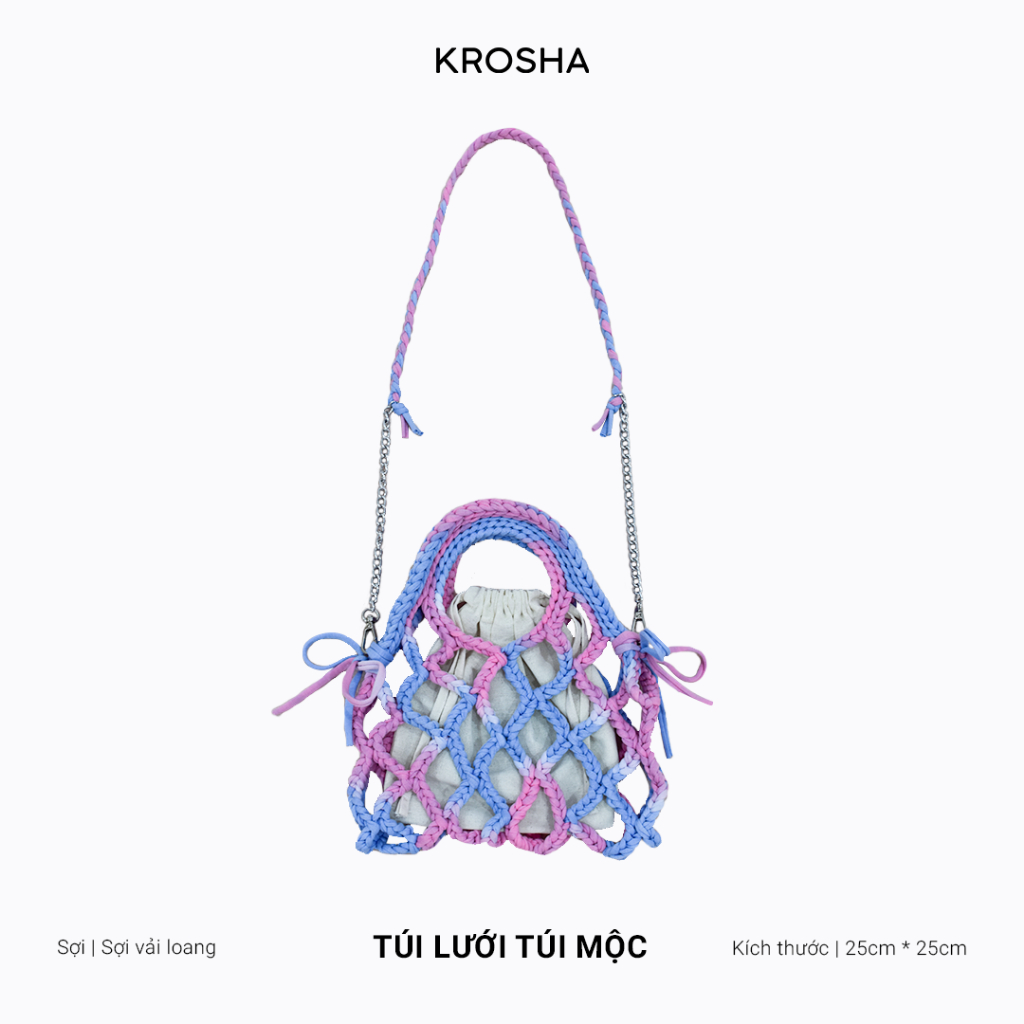 KROSHA - Túi lưới sợi vải đeo chéo - cầm tay và túi rút vải mộc [TỰ ...