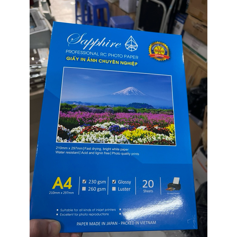 giấy in ảnh shappire khổ A3/ A4 /A5 20 tờ/ tập đl 230g | Shopee Việt Nam