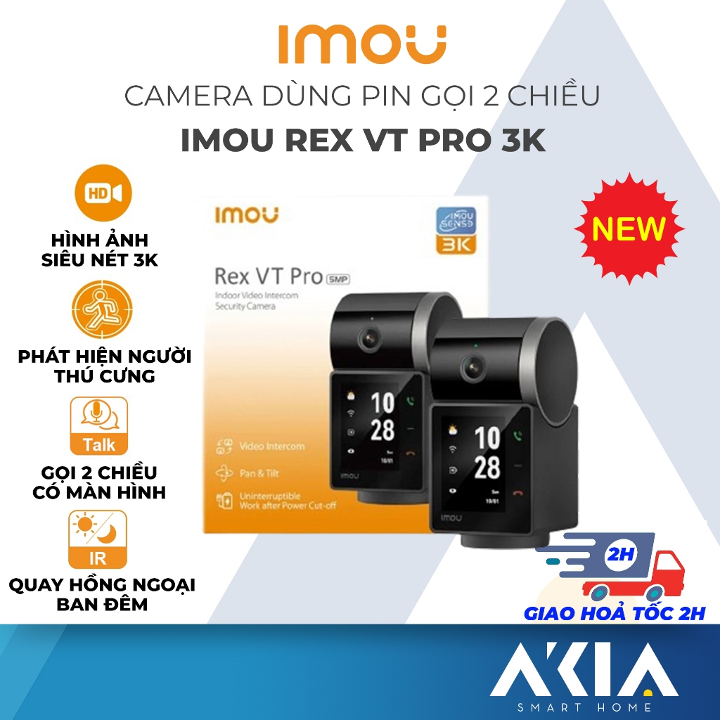 Camera wifi dùng pin IMOU Rex VT Pro 3K, gọi điện 2 chiều, có màn hình ...