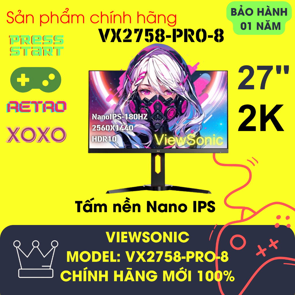 Màn hình ViewSonic VX2758-2K-PRO-8 27inch 2K 180hz (27''/NanoIPS/2K/180Hz/1ms/FreeSync) Hàng ...