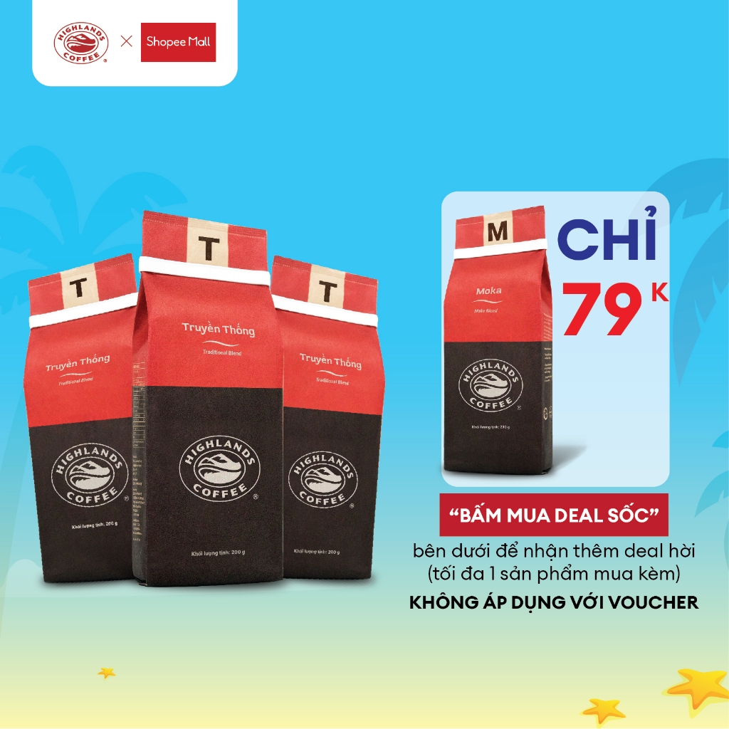 Combo 3 gói Cà phê rang xay Truyền thống Highlands Coffee 200g | Shopee ...