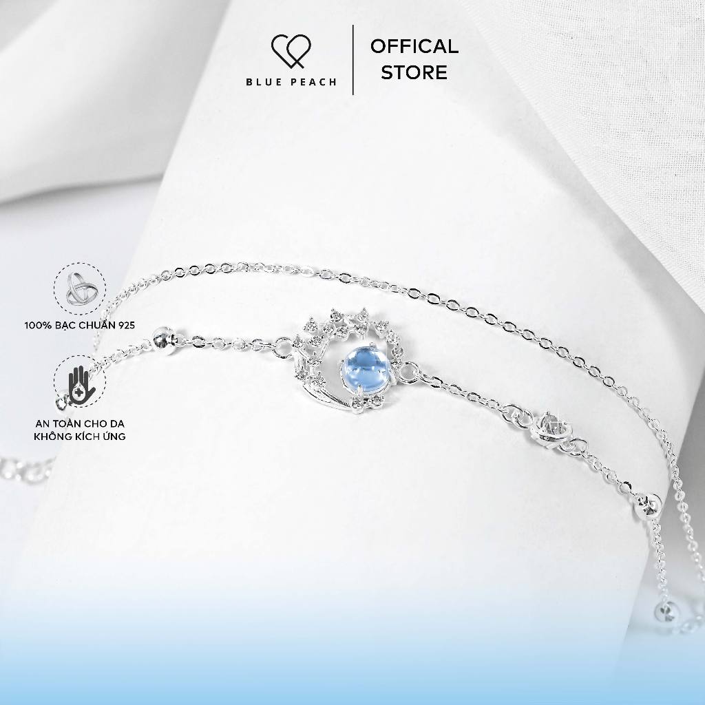 Lắc Tay Bạc Blue Peach Blue Glitter Moon VN LT629 | Shopee Việt Nam