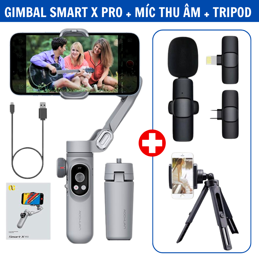 Gimbal chống rung điện thoại AOCHUAN Smart X Pro, Tay cầm chống rung, Gymbal điện thȯại cao cấp ...
