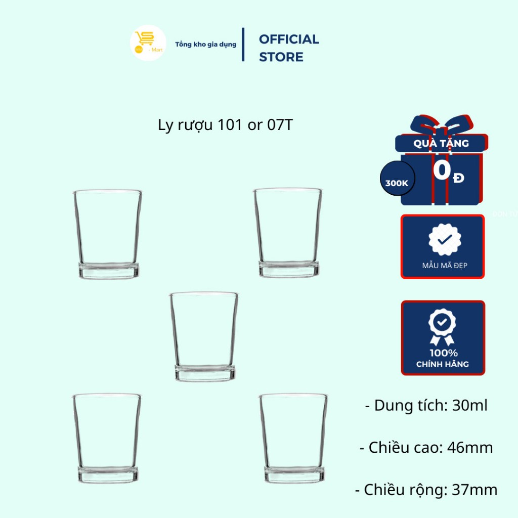 Ly Thủy Tinh, Ly Rượu Soju, Ly Rượu Trắng 101 or 07T Mta-Mart Thủy Tinh Cao Cấp, Trong Suốt ...