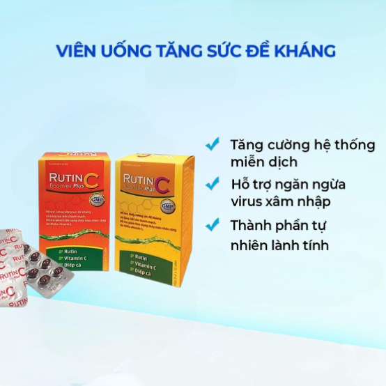 Viên uống Rutin C Bcomlex Plus vị chanh, giúp tăng cường hệ miễn dịch ...