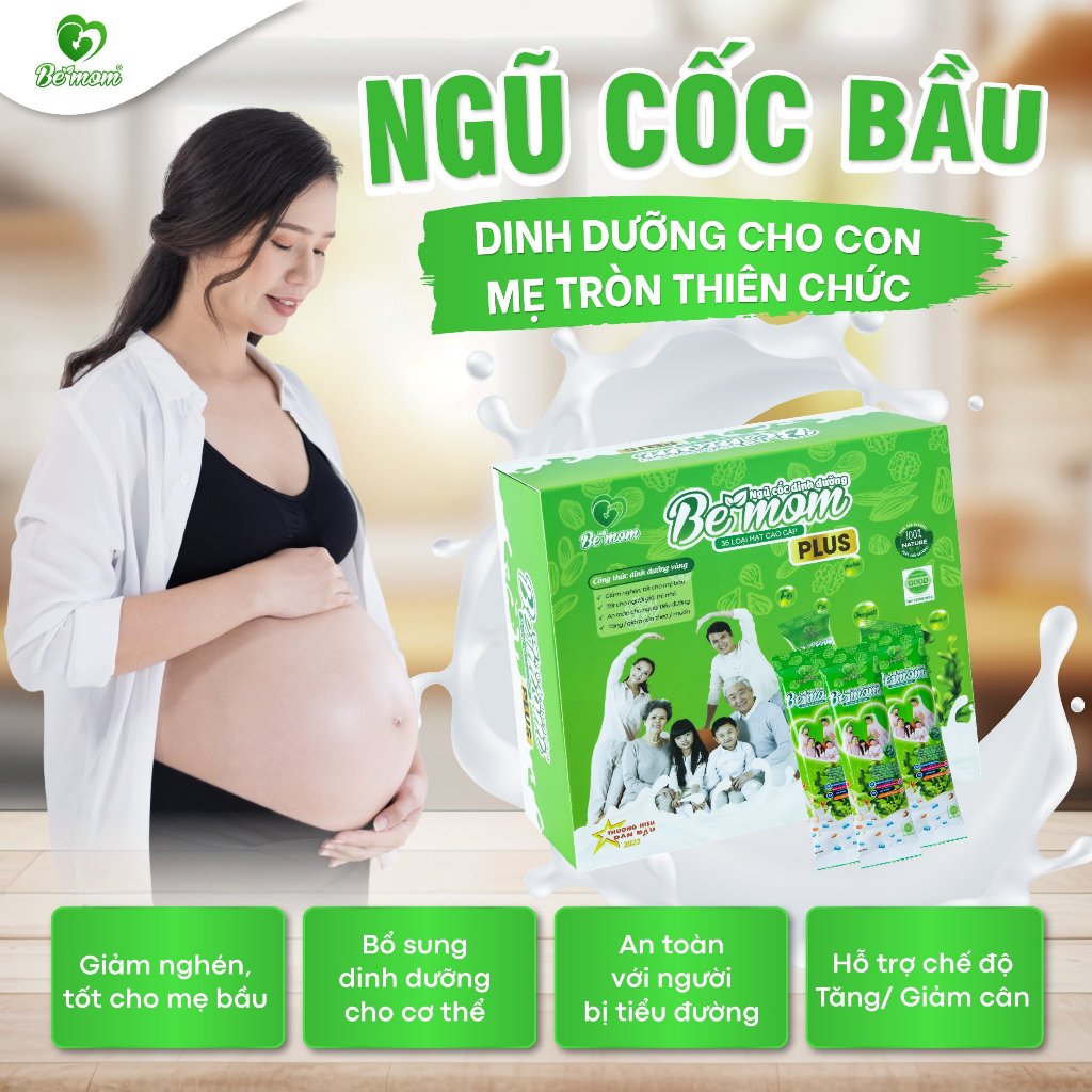 Ngũ cốc bầu Bemom 500g (25 gói), hương vị thơm ngon, cung cấp dinh dưỡng cho thai nhi phát triển ...