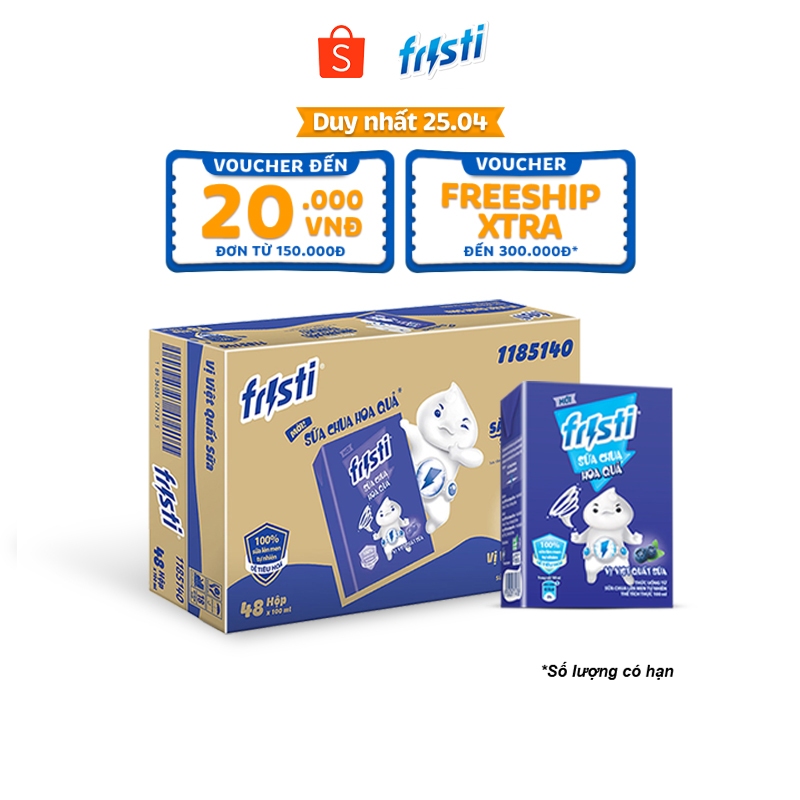 Thùng 48 Hộp Thức Uống Từ Sữa Chua Lên Men Tự Nhiên Fristi Vị Việt Quất ...