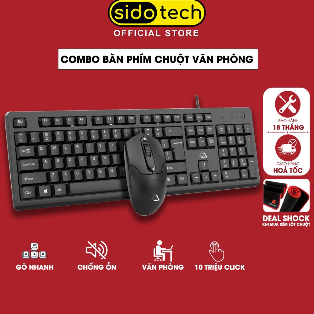 Bàn phím máy tính giá rẻ SIDOTECH KM10 có dây full size 104 key gõ phím ...