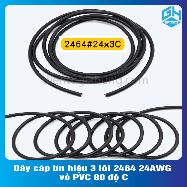 [1 mét]Dây điện cáp tín hiệu 3 lõi 2464 24AWG 0.2mm2 vỏ PVC 80 độ C ...