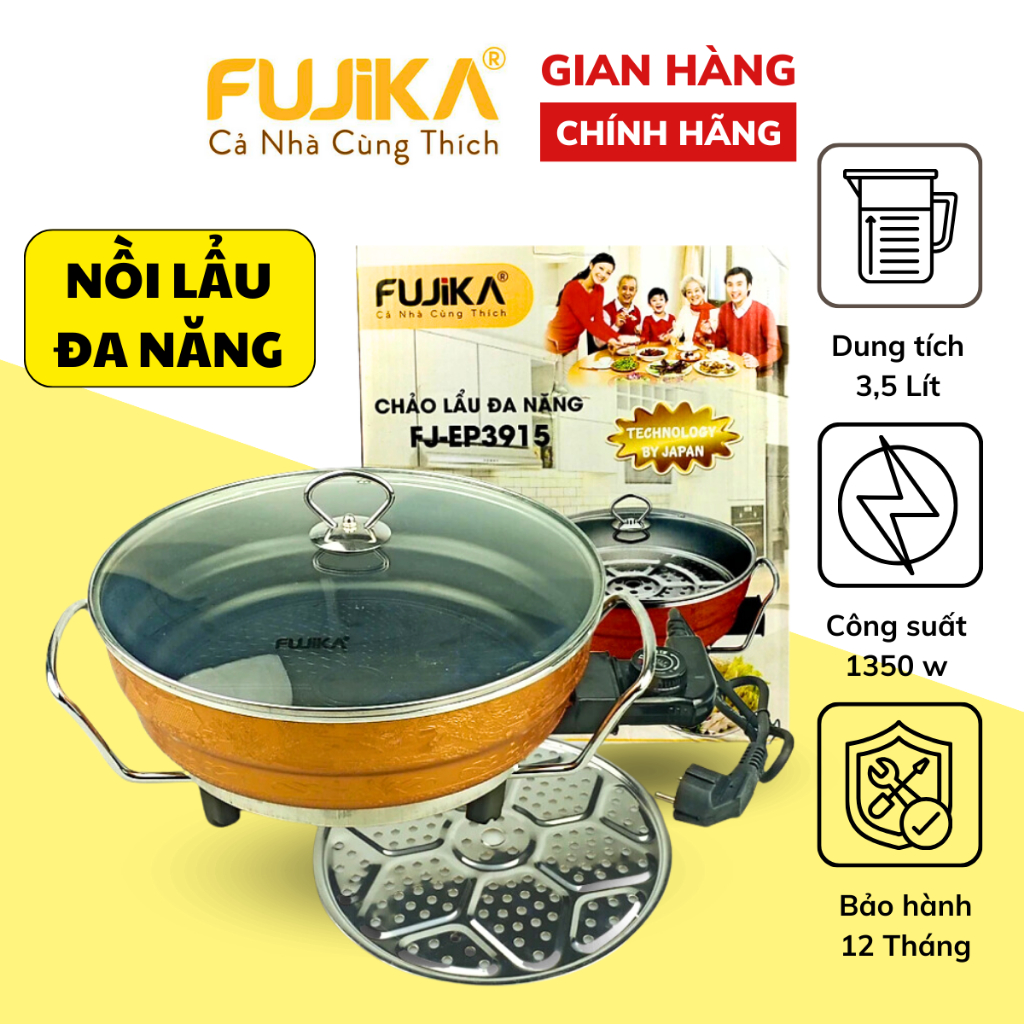 Nồi lẩu điện đa năng Fujika - Dung tích 3,5L - Công suất 1350w - Bảo ...