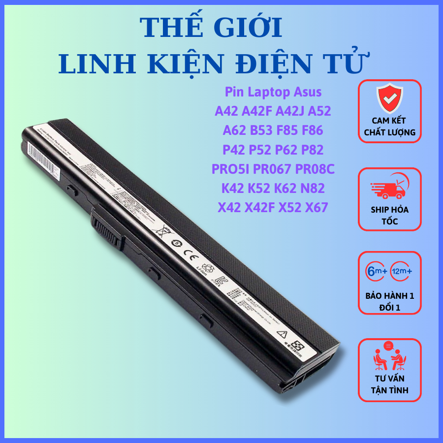 Pin Laptop Asus A42 A42F A42J A52 A62 B53 F85 F86 P42 P52 P62 P82 PRO5I ...