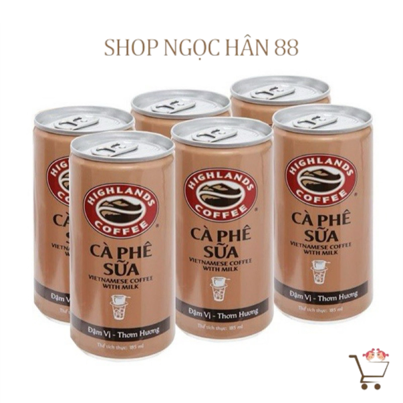 Lốc 6 Lon Cà Phê Sữa Đá Highlands Coffee 185ml / 235ml, đậm đà hương vị ...