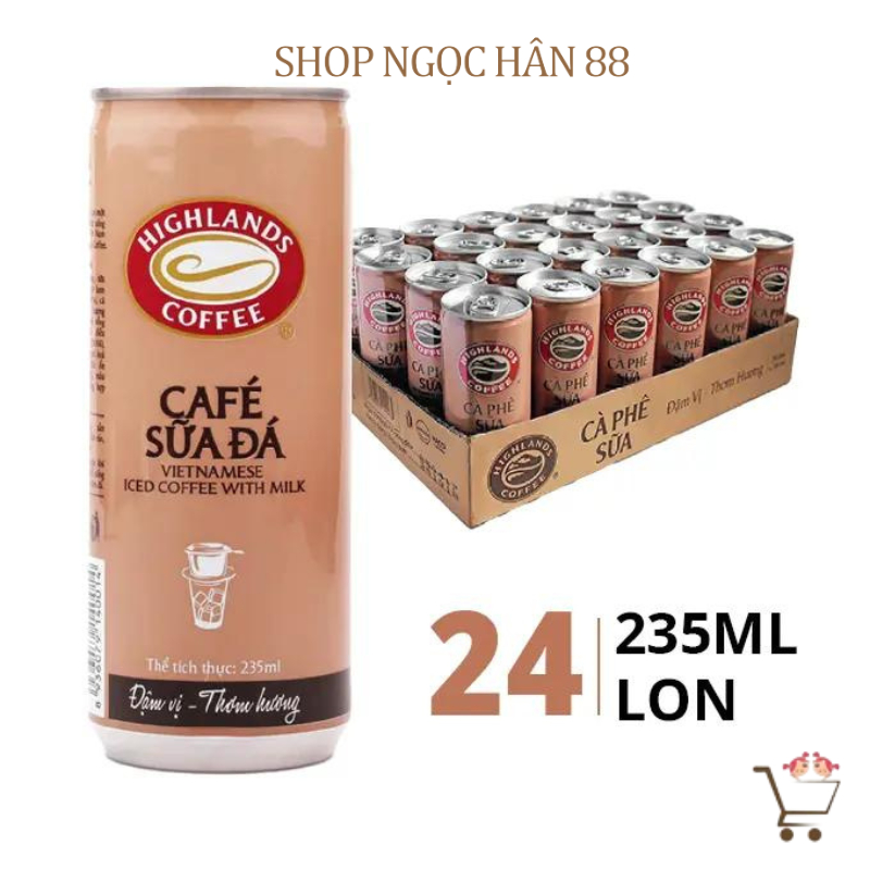 Thùng Cà Phê Sữa Đá Highlands Coffee 24 Lon x 185ml / 235ml, hương vị ...