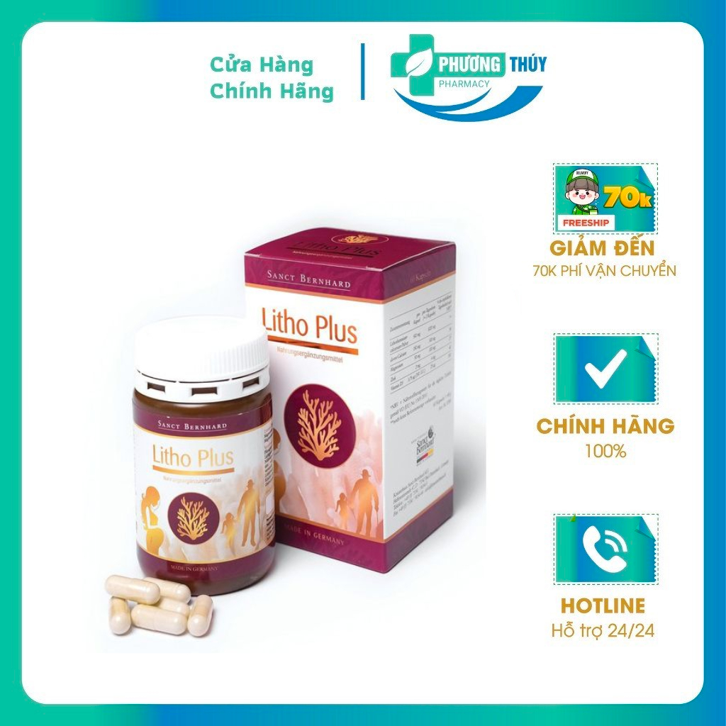 Canxi Litho Plus chiết xuất hoàn toàn từ tảo biển đỏ, bổ sung canxi hữu ...