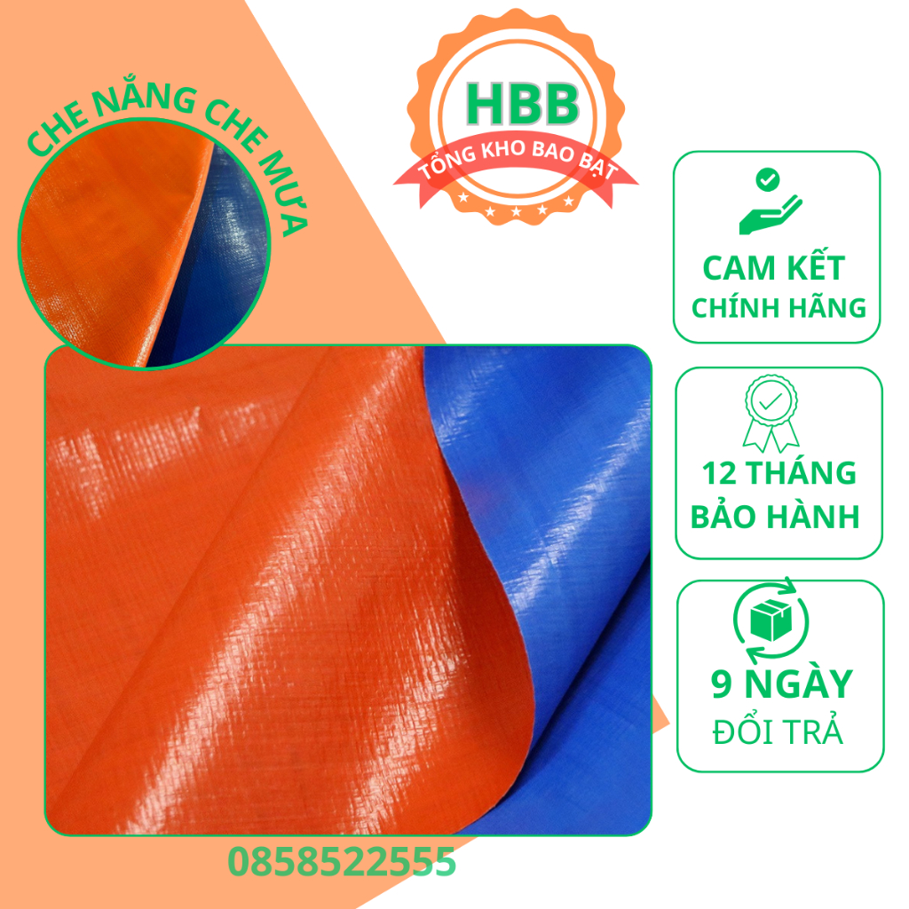 Bạt Che Mưa Nắng Che Cây Che Sân Vườn Hàn Quốc Loại 1 Bạt Xanh Cam