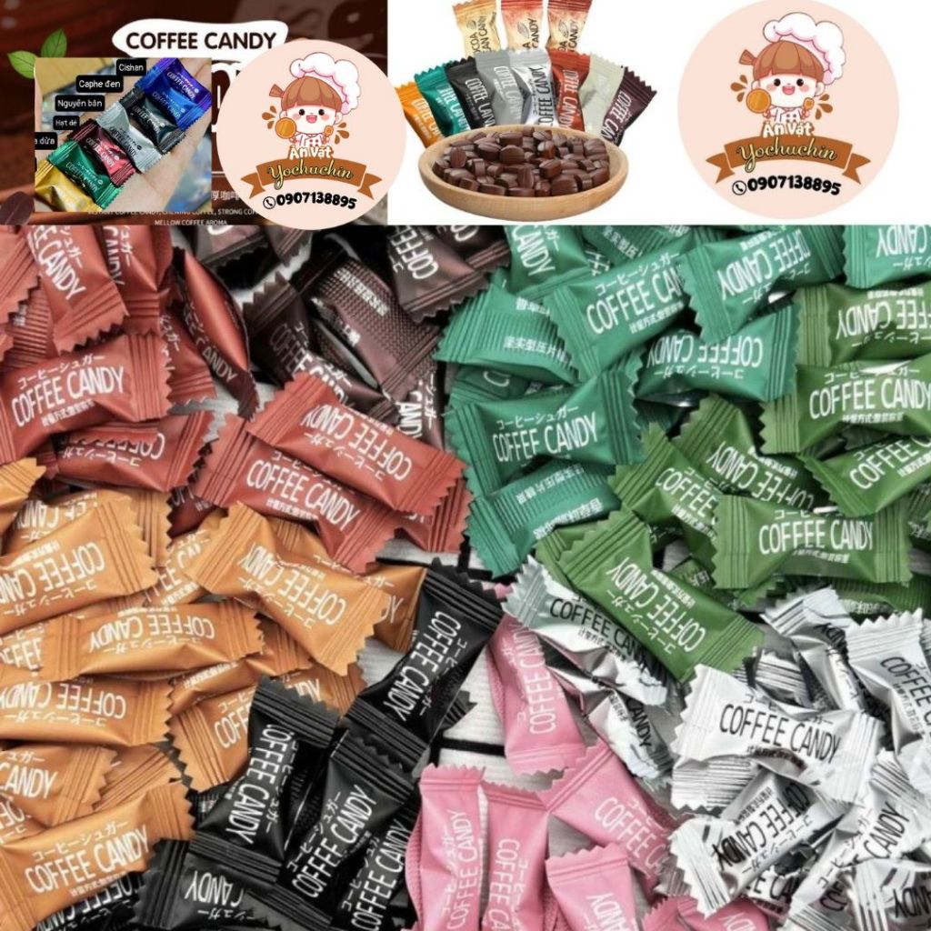 Bịch 100g~100 viên coffee candy, kẹo cà phê không đường, cafe ăn kiêng ...