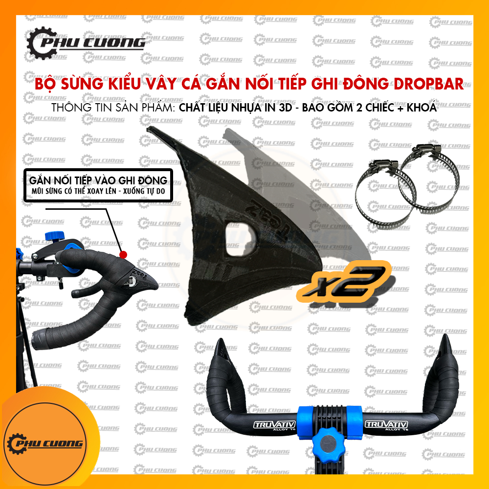 Bộ Tay Sừng Hoods In 3D Kiểu Vây Cá Cho Ghi Đông Tay Cong Fixed-Gear ...