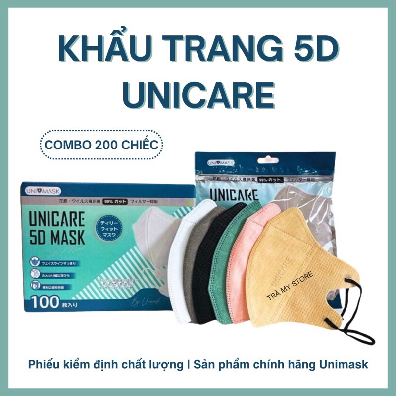 200 chiếc khẩu trang 5D Unicare kháng khuẩn 3 lớp, hàng chính hãng ...